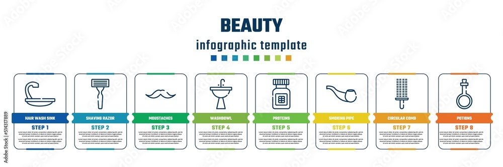 beauty concept infographic design template. included hair wash sink ...