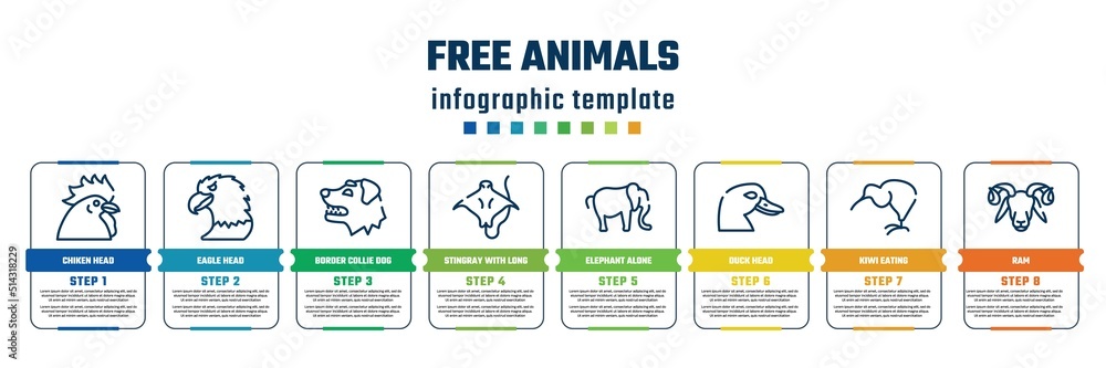 free animals concept infographic design template. included chiken head ...