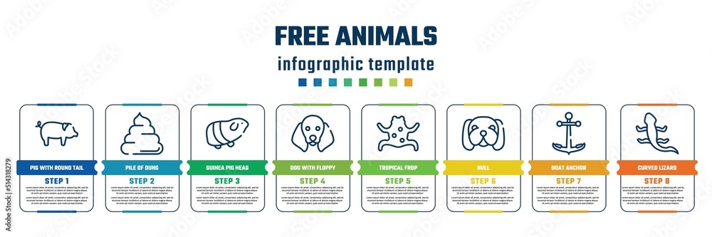 free animals concept infographic design template. included pig with ...