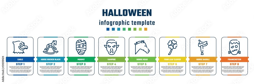 halloween concept infographic design template. included eagle, horse ...