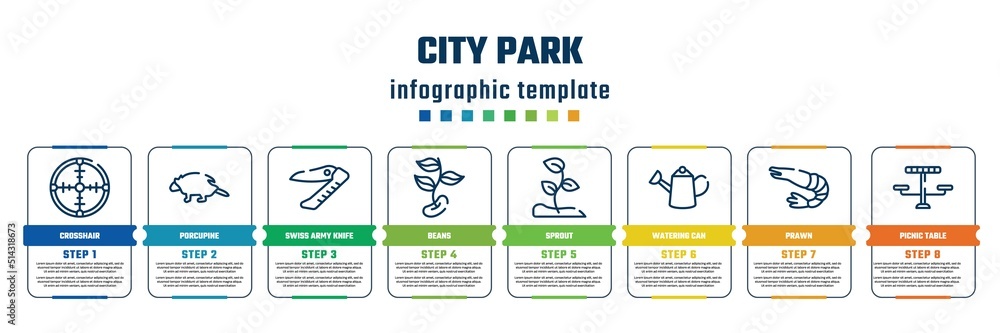 city park concept infographic design template. included crosshair ...