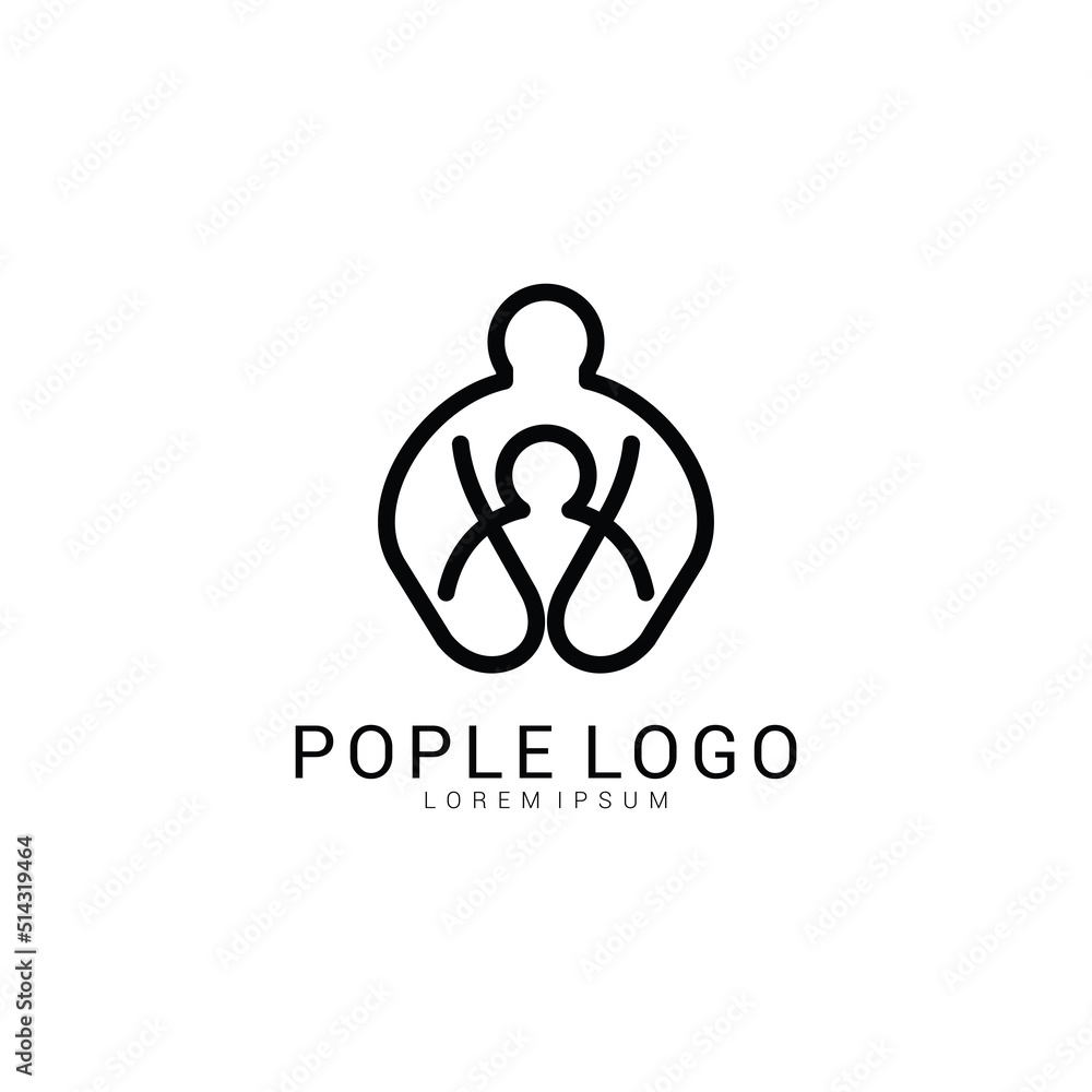 pople logo line art minimalist symbol icon logo vector illustration ...