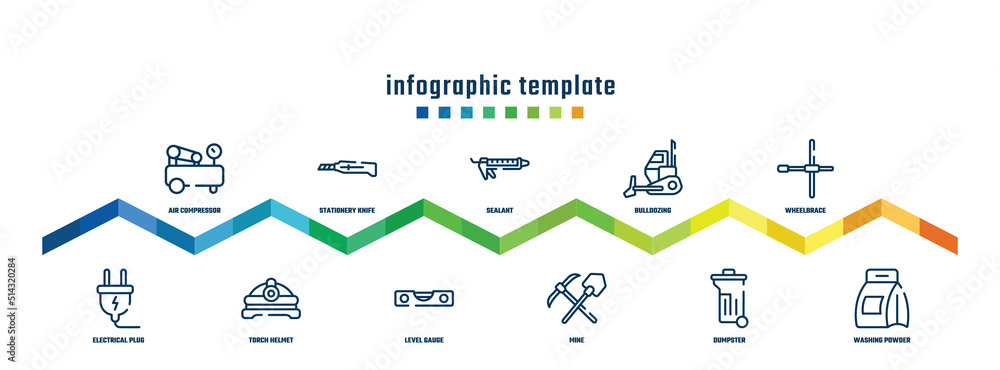 Vetor de concept infographic design template. included air compressor ...