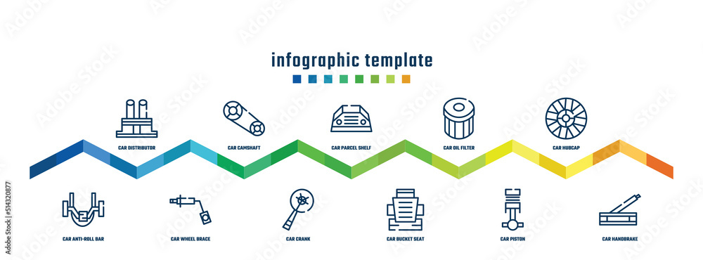 concept infographic design template. included car distributor cap, car ...