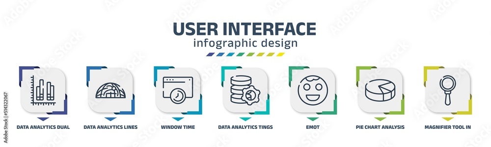 Vecteur Stock user interface infographic design template with data analytics dual bars, data ...