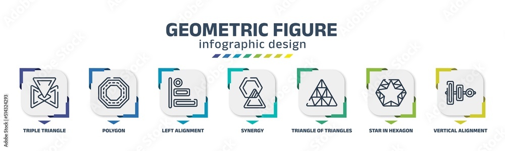 geometric figure infographic design template with triple triangle ...
