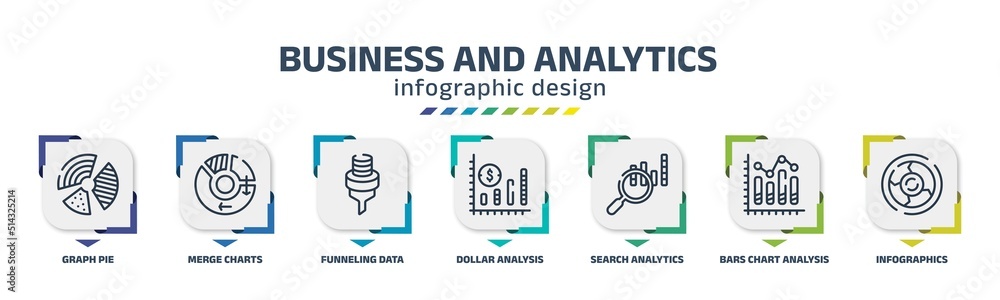 business and analytics infographic design template with graph pie ...