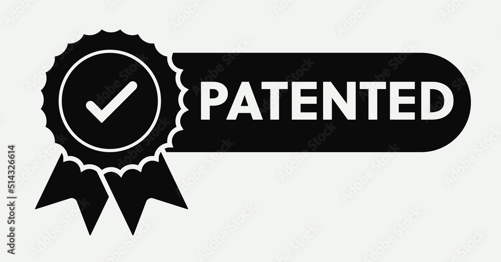 Patent stamp badge icon black and white, successfully patented licensed ...