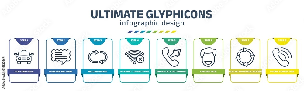 ultimate glyphicons infographic design template with taxi fron view ...