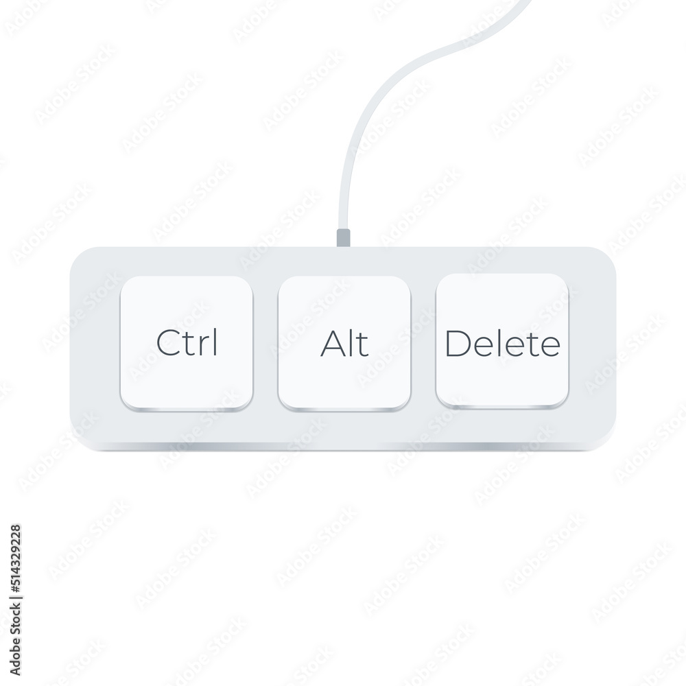 Ctrl, Alt and Del on white background. flat style. keyboard shortcut ...