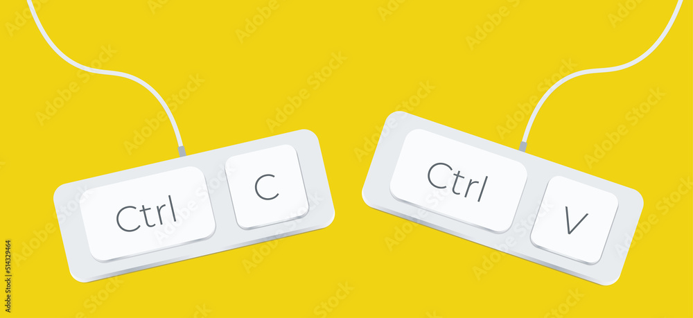 Keyboard keys Ctrl C and Ctrl V, copy and paste the key shortcuts ...
