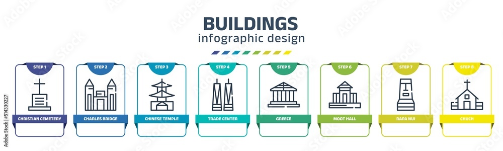 buildings infographic design template with christian cemetery, charles ...