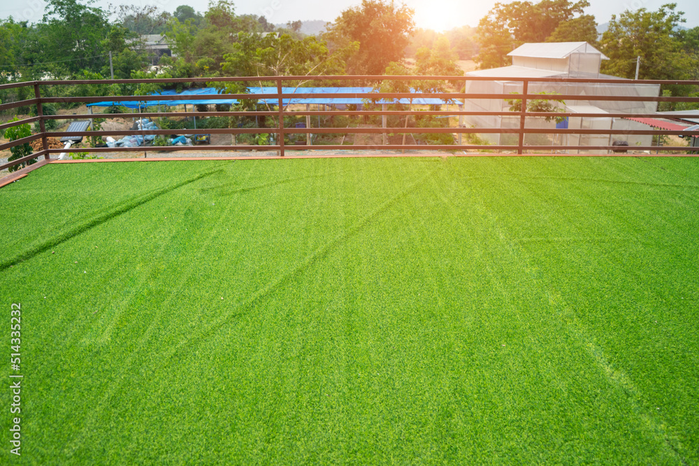 Soft focus and blurred of field turf or artificial grass soccer field ...