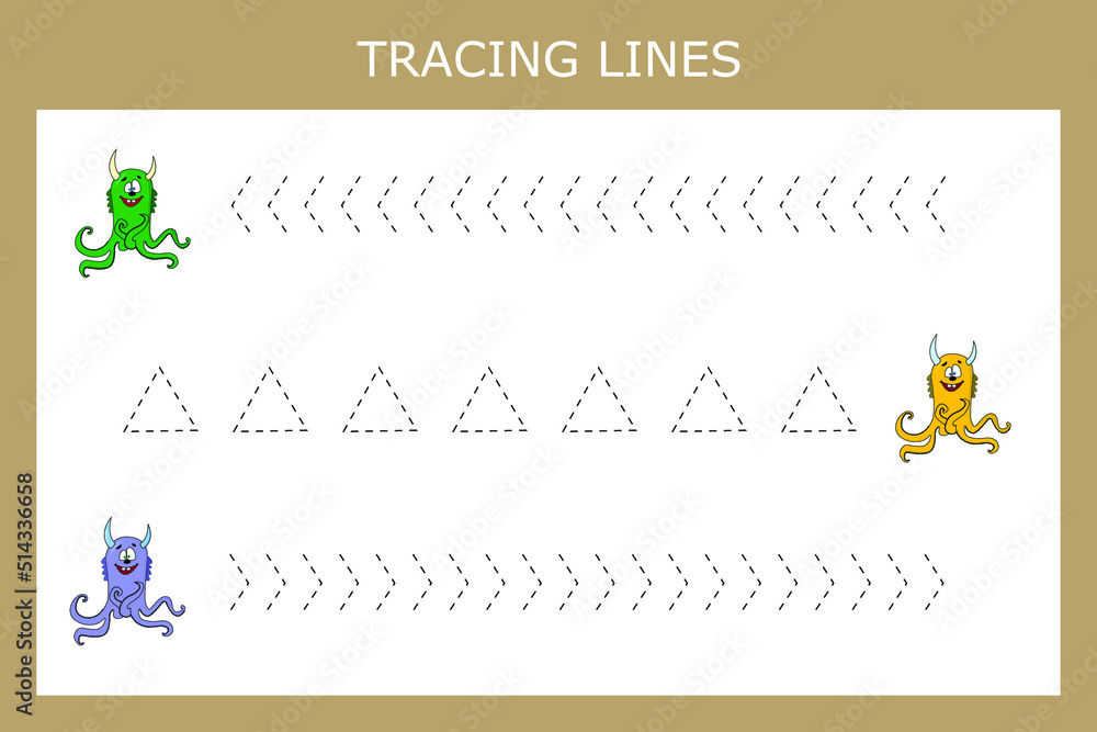 Developing an activity for children, the tracing the lines of cute ...