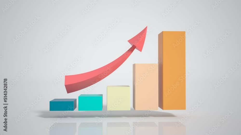 3D histogram showing the growth of data statistics. Chart. Scale ...