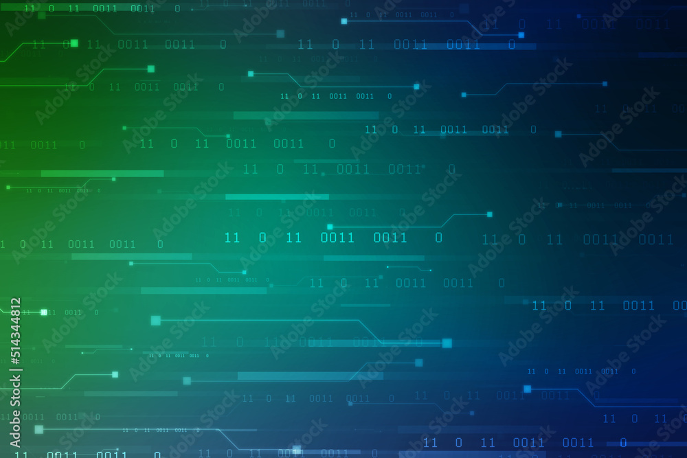 Binary Code Background, Digital Abstract technology background, flowing ...