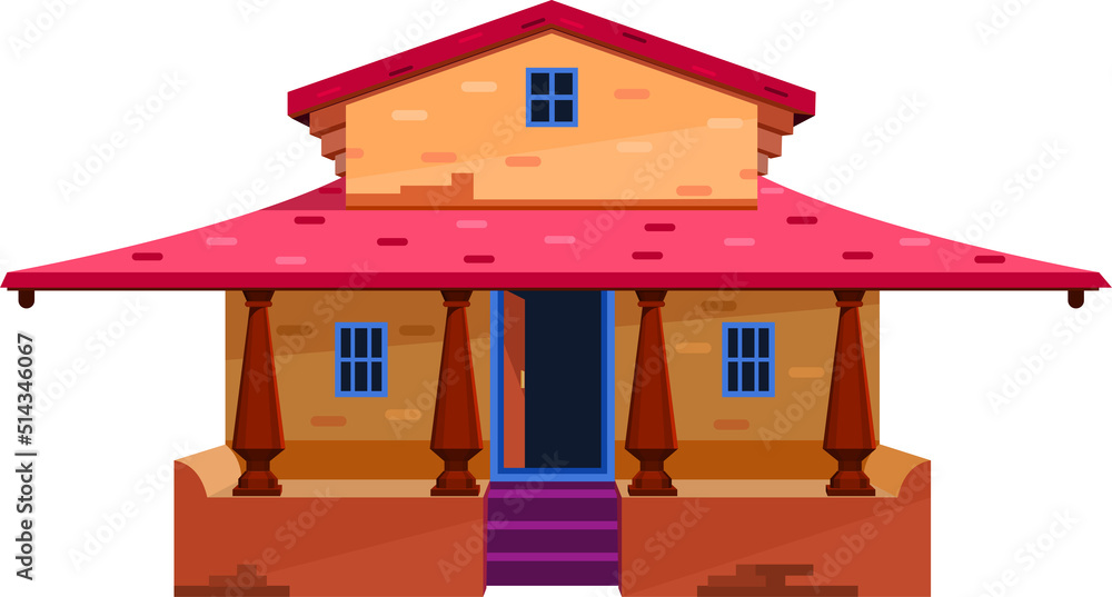 Indian colorful old house, village house Stock Vector | Adobe Stock