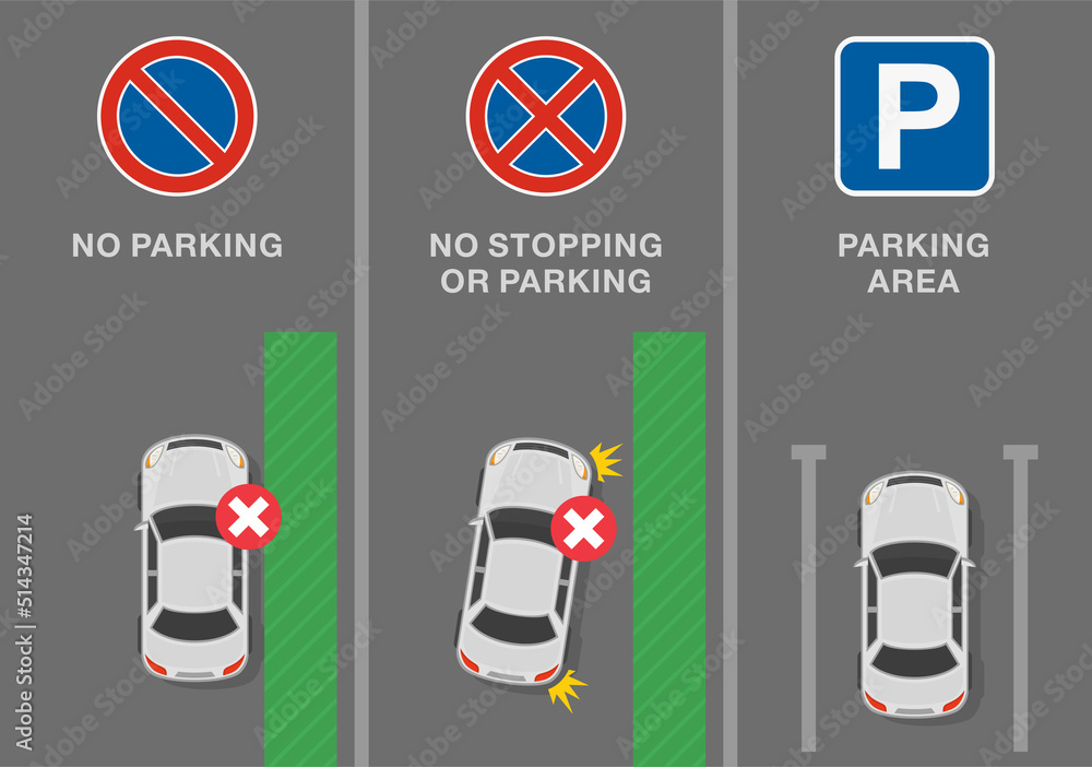 Traffic regulation tips and rules. Signs and road markings meaning. "No ...