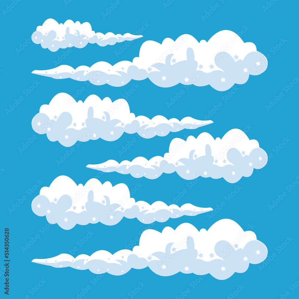 Cartoon clouds collection Free Vector Design Stock-Vektorgrafik | Adobe ...