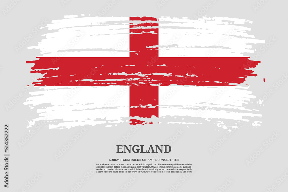 England flag with brush stroke effect and information text poster ...