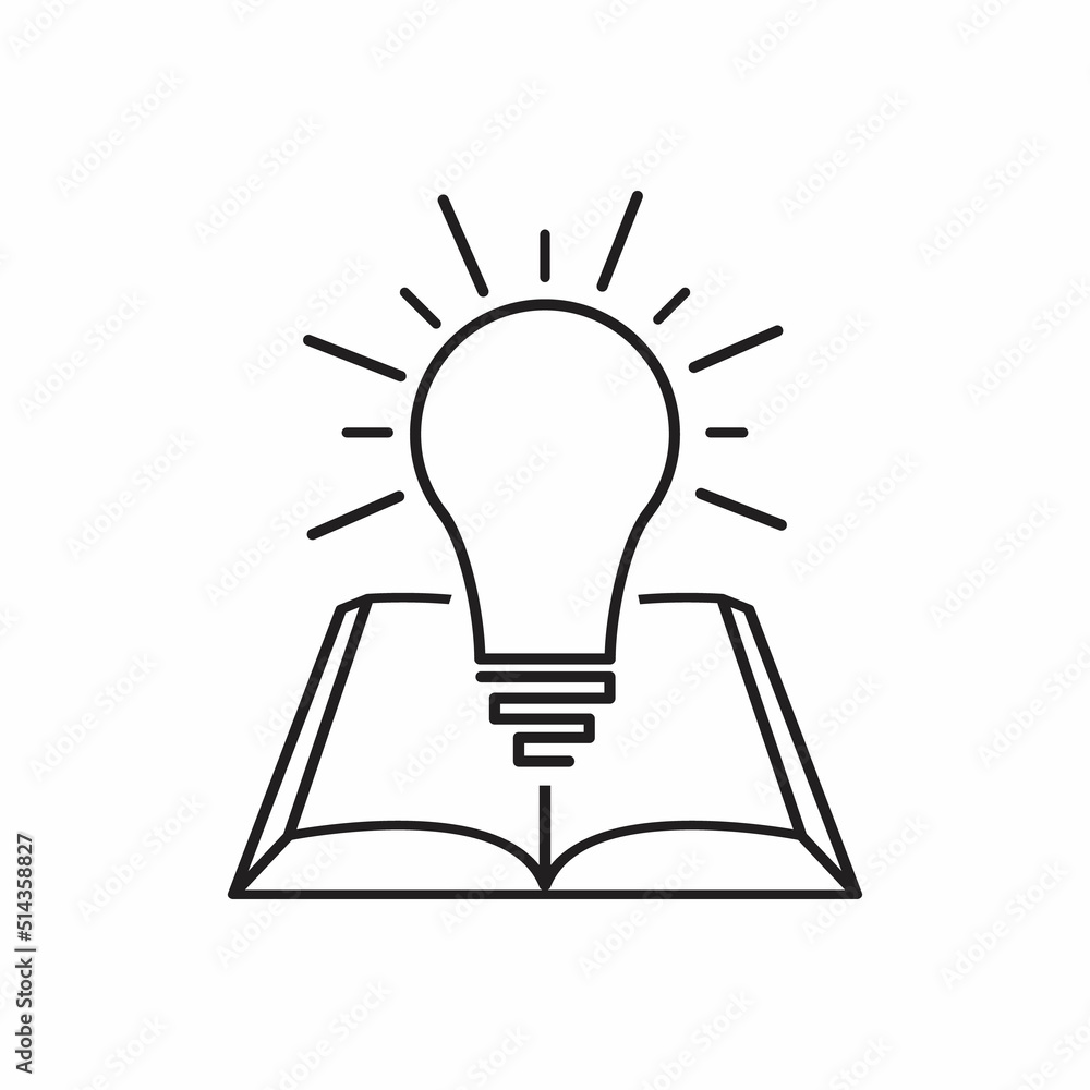 open book with lightbulb, concept new knowledge, understanding wisdom in study, creative idea ...