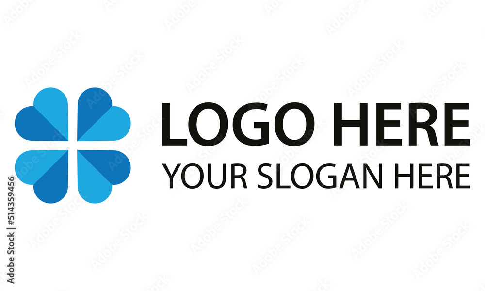 Blue Color Love Clover Cross Health Logo Design Stock Vector | Adobe Stock