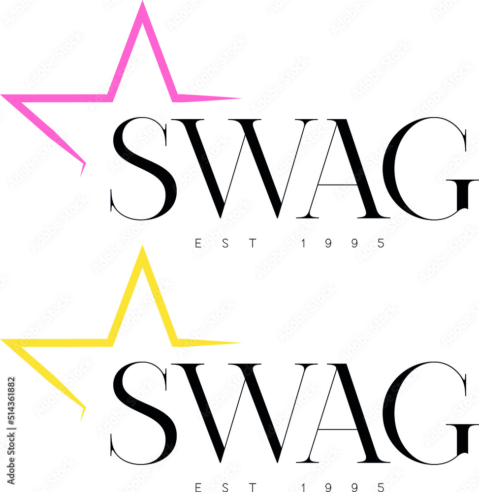 Vector swag estrella para logo o edición, rosado, amarillo, tipografía ...