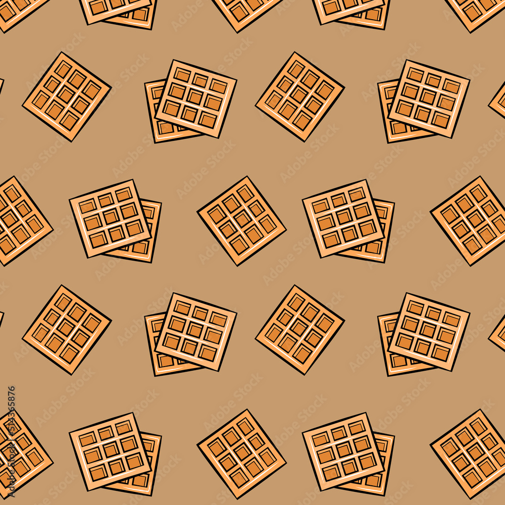 Waffle Seamless Pattern Vector Sweets Illustration Bakery Wallpaper