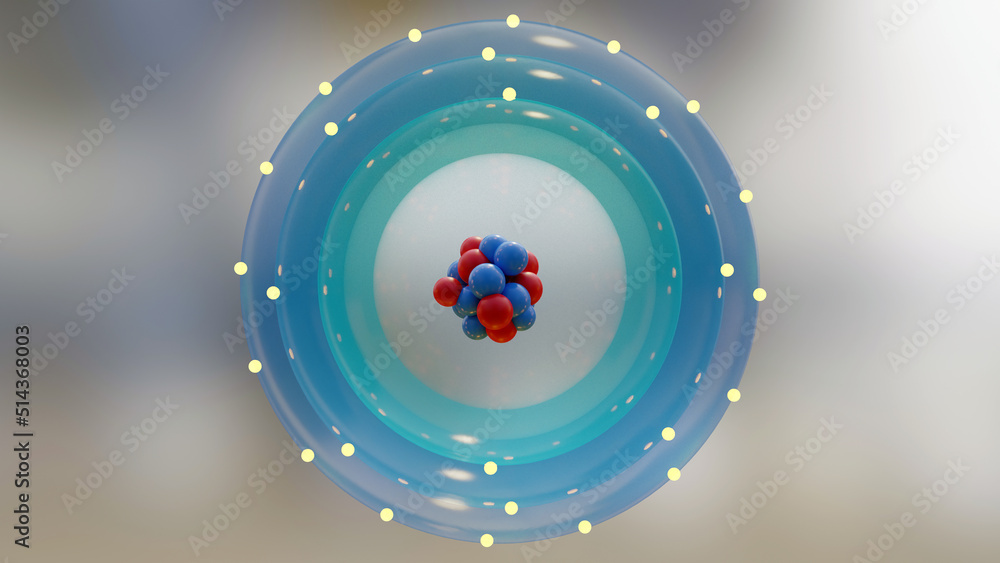 Atom anatomy, Atomic model or structure, electrons orbiting the nucleus ...