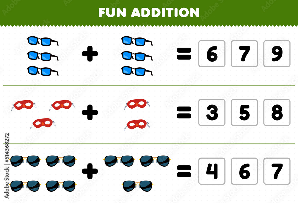 Education game for children fun addition by guess the correct number of ...