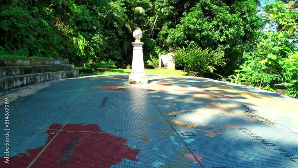 A low fly towards the Marco do Equador,a small monument that marks the ...