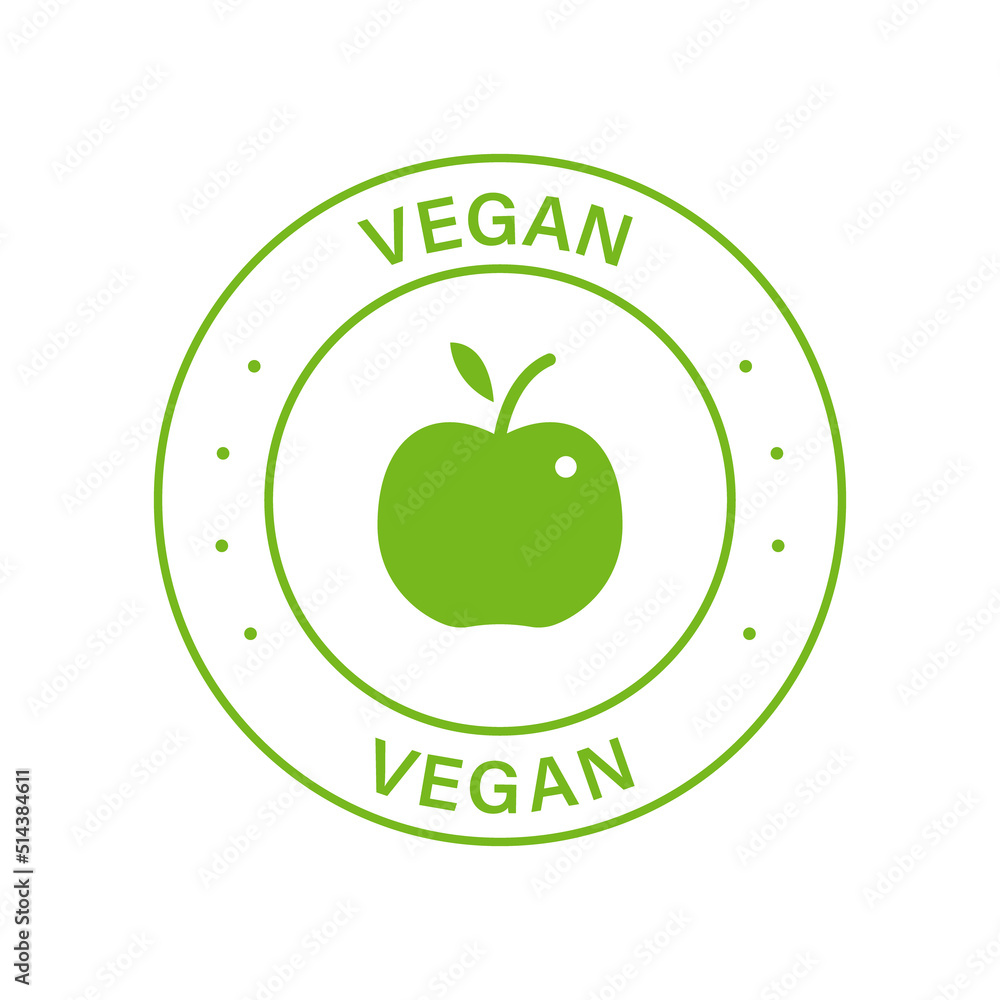 Vegan Green Stamp. Vegetarian Label. Organic Product for Vegan Symbol ...