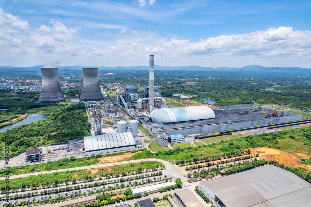 thermal power plant industrial building scenery Stock Photo | Adobe Stock