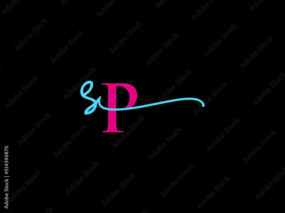 Alphabet SP Signature Logo Icon, Colorful Sp ps Luxury Signature Letter ...