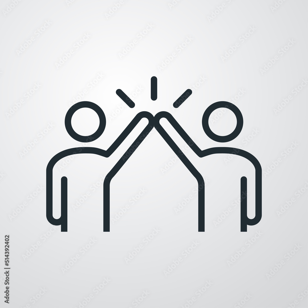 Logo give five. Icono con silueta de dos hombres con gesto de mano en ...