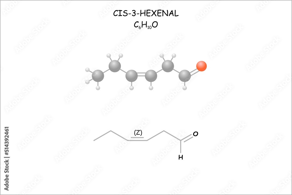 Stylized Molecule Model Structural Formula Of Cis 3 Hexenal Stock Vector Adobe Stock