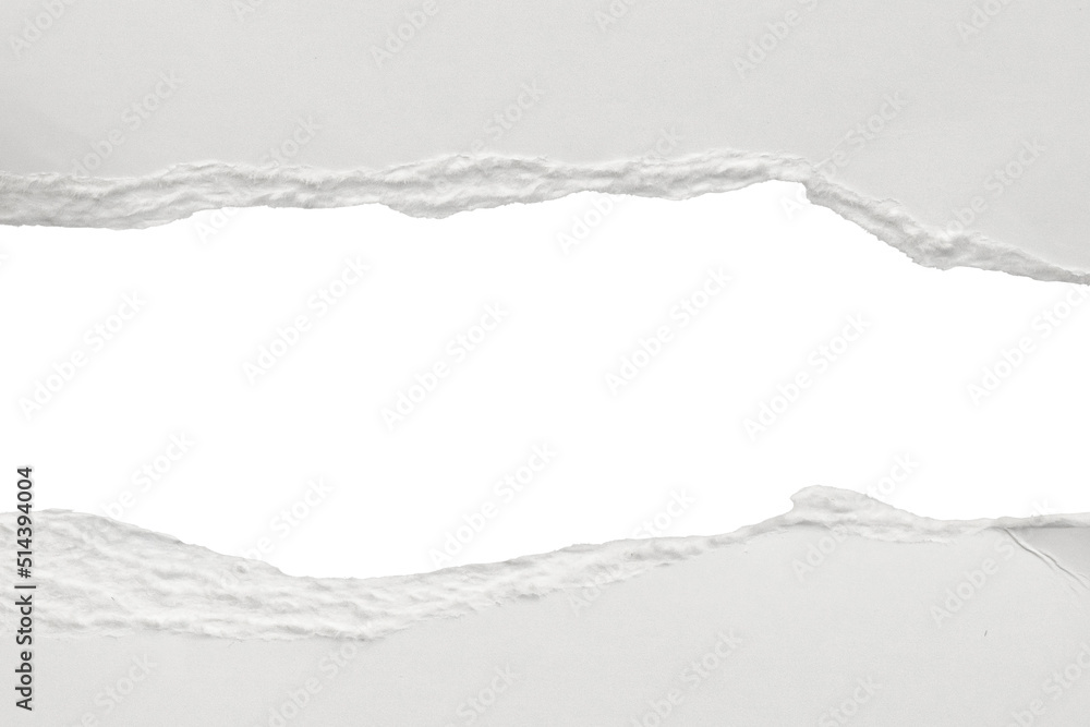White ripped paper torn edges strips isolated on white background Stock ...
