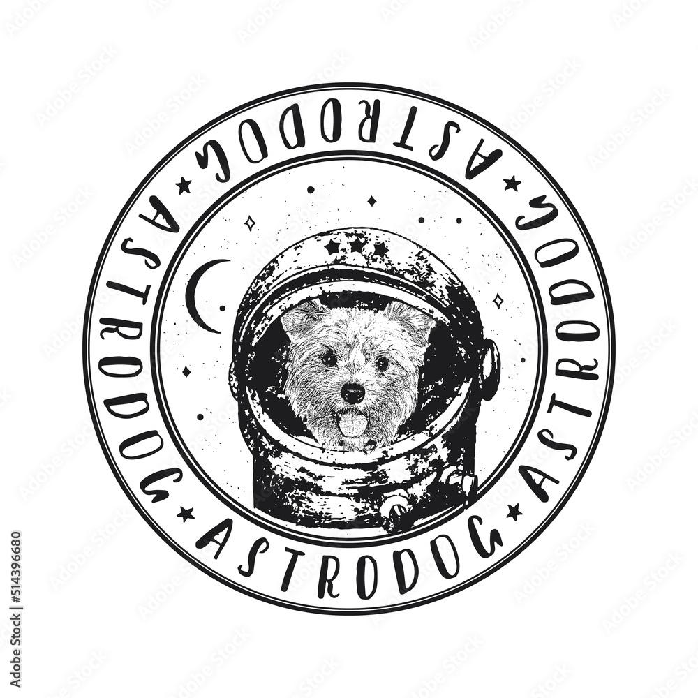Yorkshire Terrier astrodog portrait. Cute space dog. Vector ...