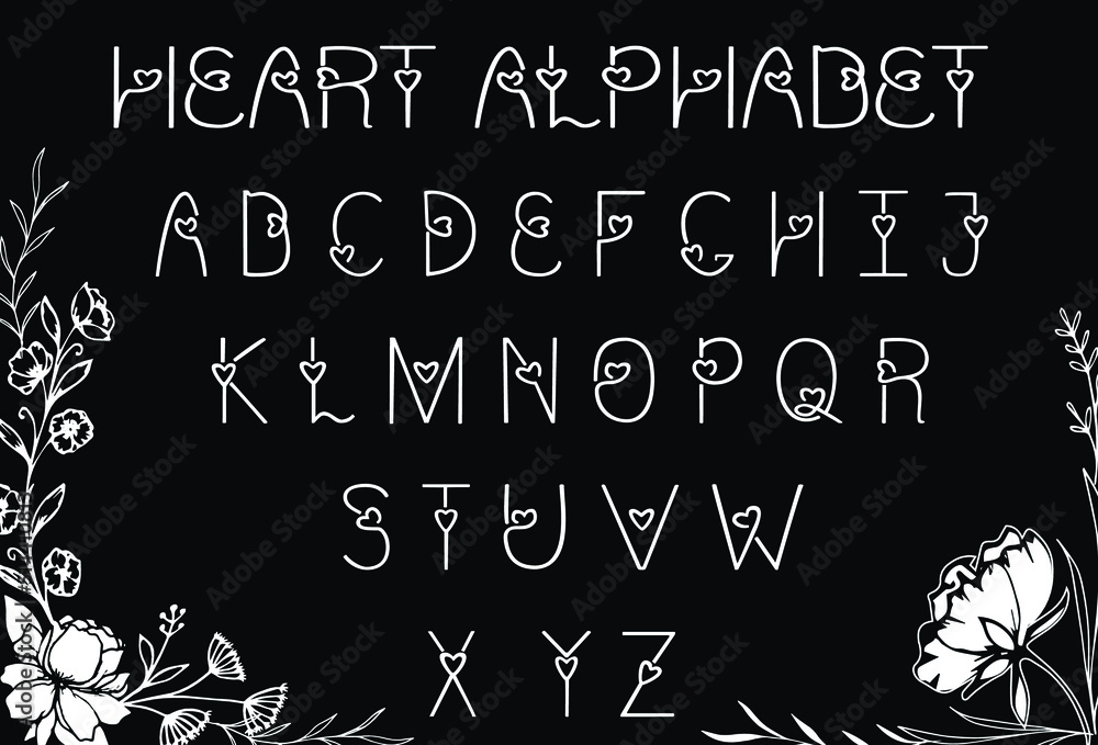 Heart Alphabet Letters. Display Alphabet. Stock Vector | Adobe Stock