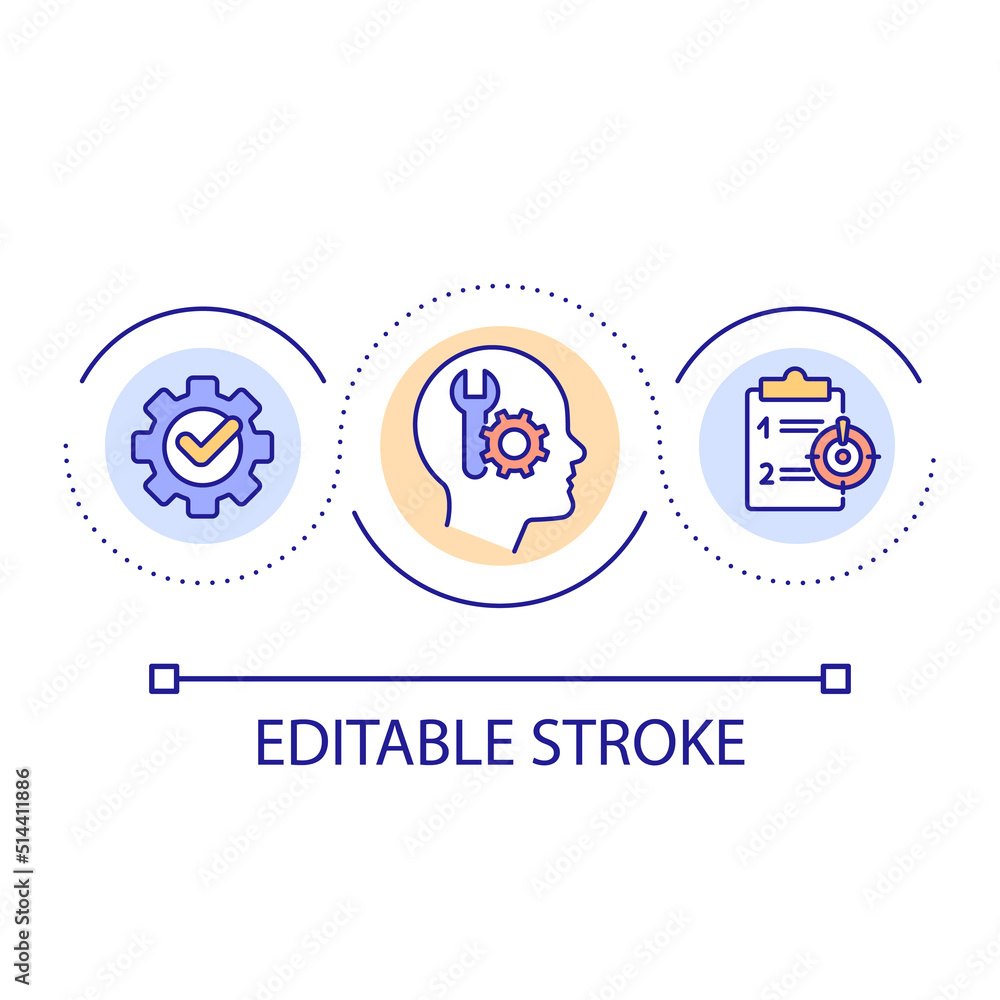 Building strong mindset loop concept icon. Self management. Develop ...