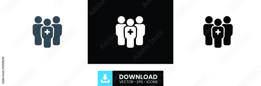 medical group outline icon, black medical group outline icon, white ...