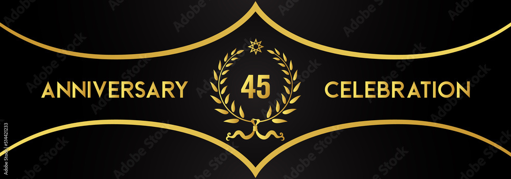 45 years anniversary celebration with gold laurel wreath and star on ...