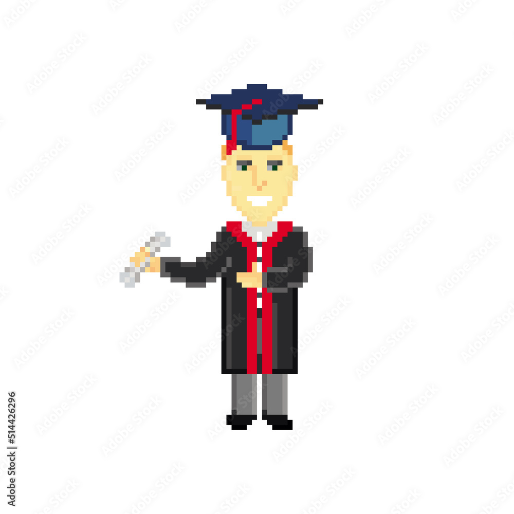 Vecteur Stock Student wearing academic dress and graduation cap ...