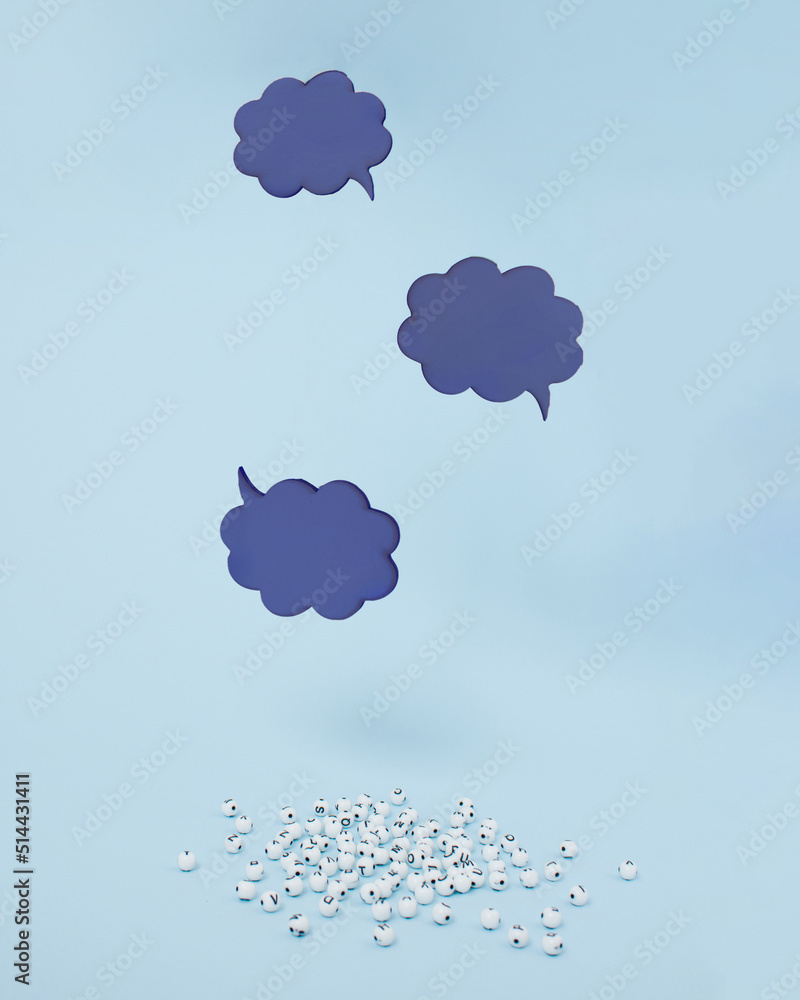 Three cloudy empty conversation box on bright blue background with ...