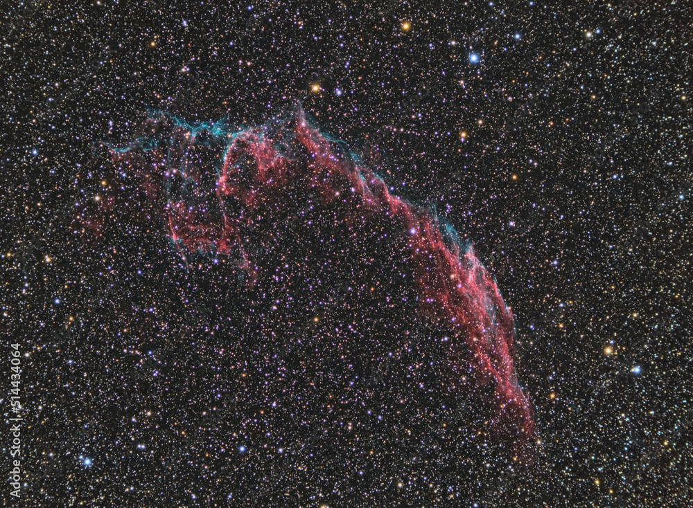 The Veil Nebula, a supernova remnant. Cloud of heated and ionized gas ...