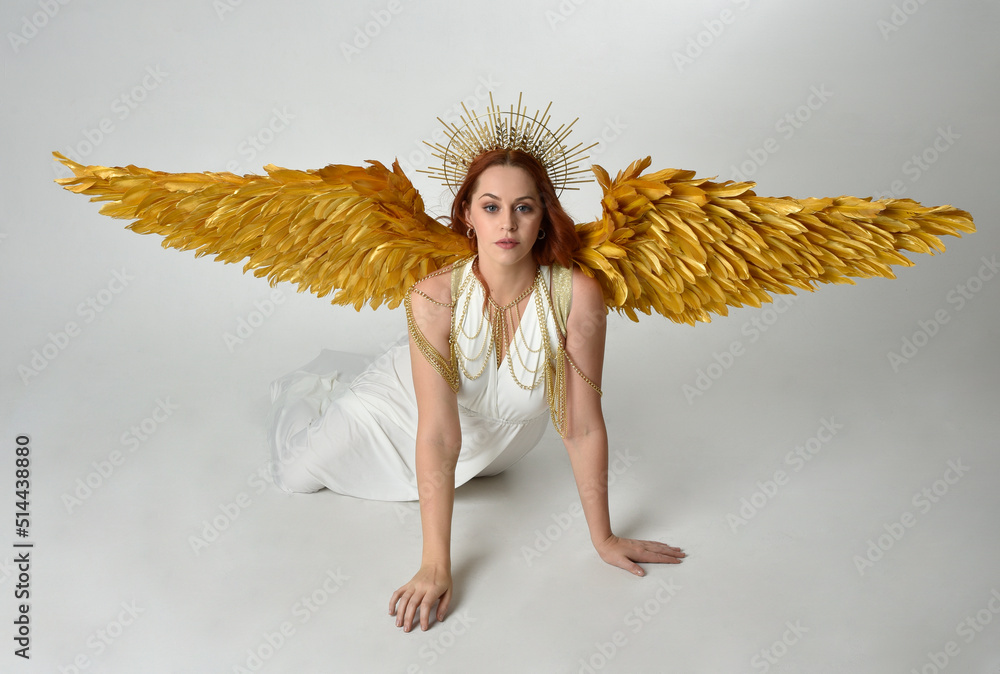 Fotka „Full length portrait of beautiful red head woman wearing long ...