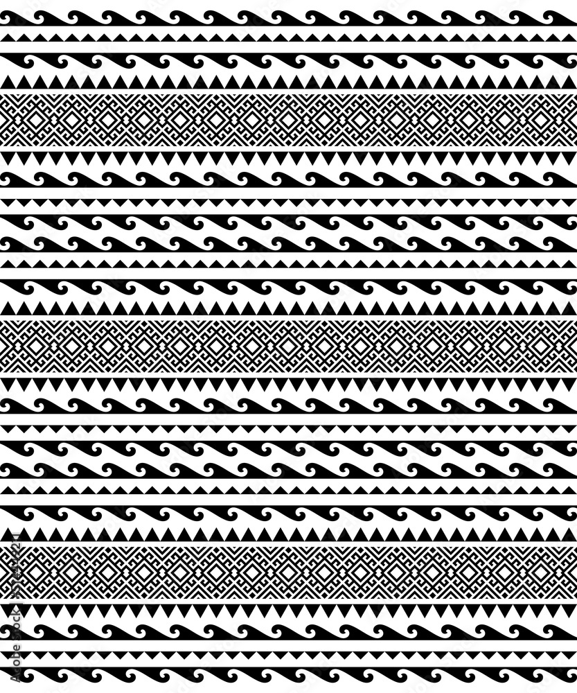 Polynesian Maori tribal seamless pattern. Background for fabric ...