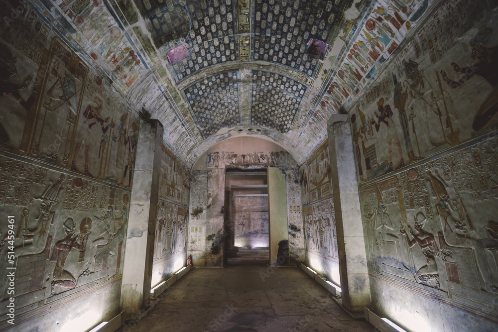 Inside View of the temple of Seti I, which is also known as the Great ...
