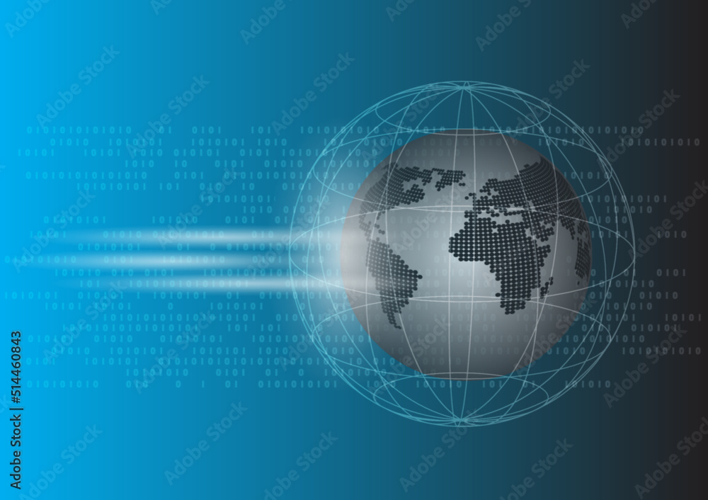 Globe in wireframe and digital code technology background. Stock Vector ...