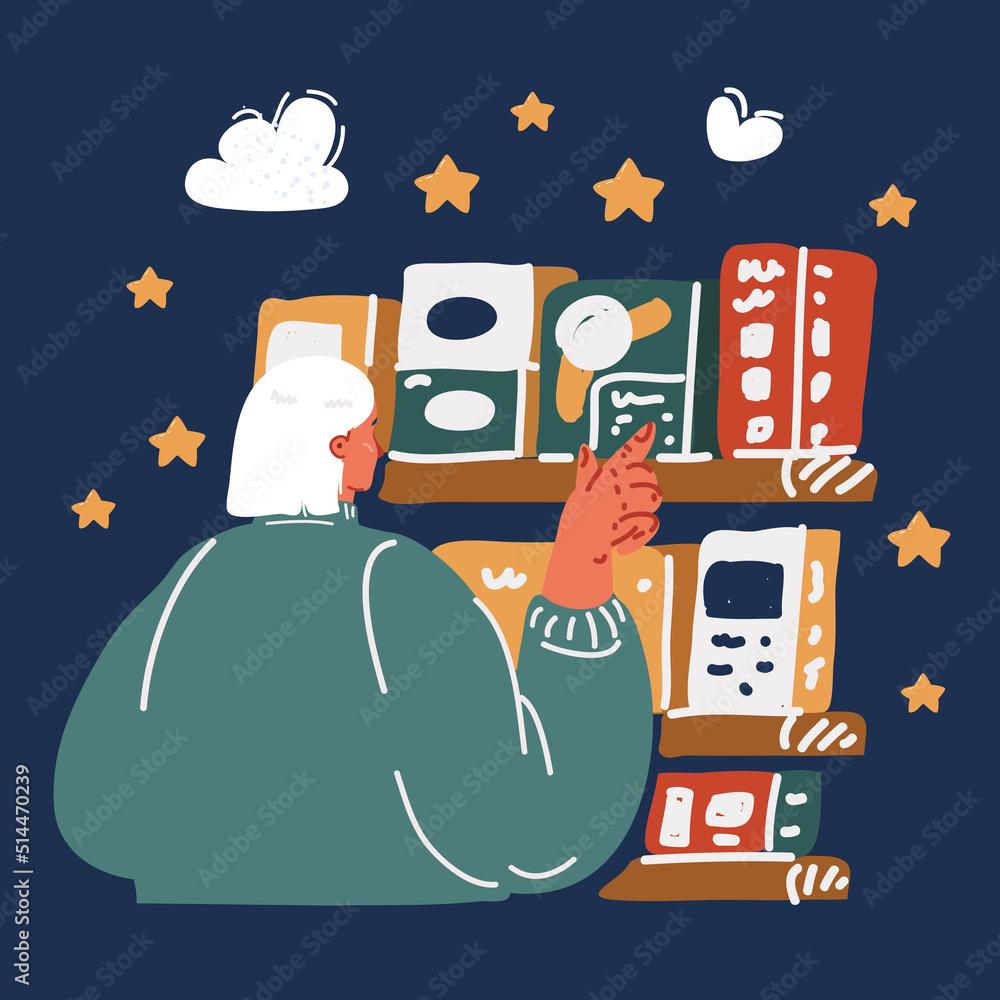 Cartoon vector illustration of Young shop assistant in supermarket over ...